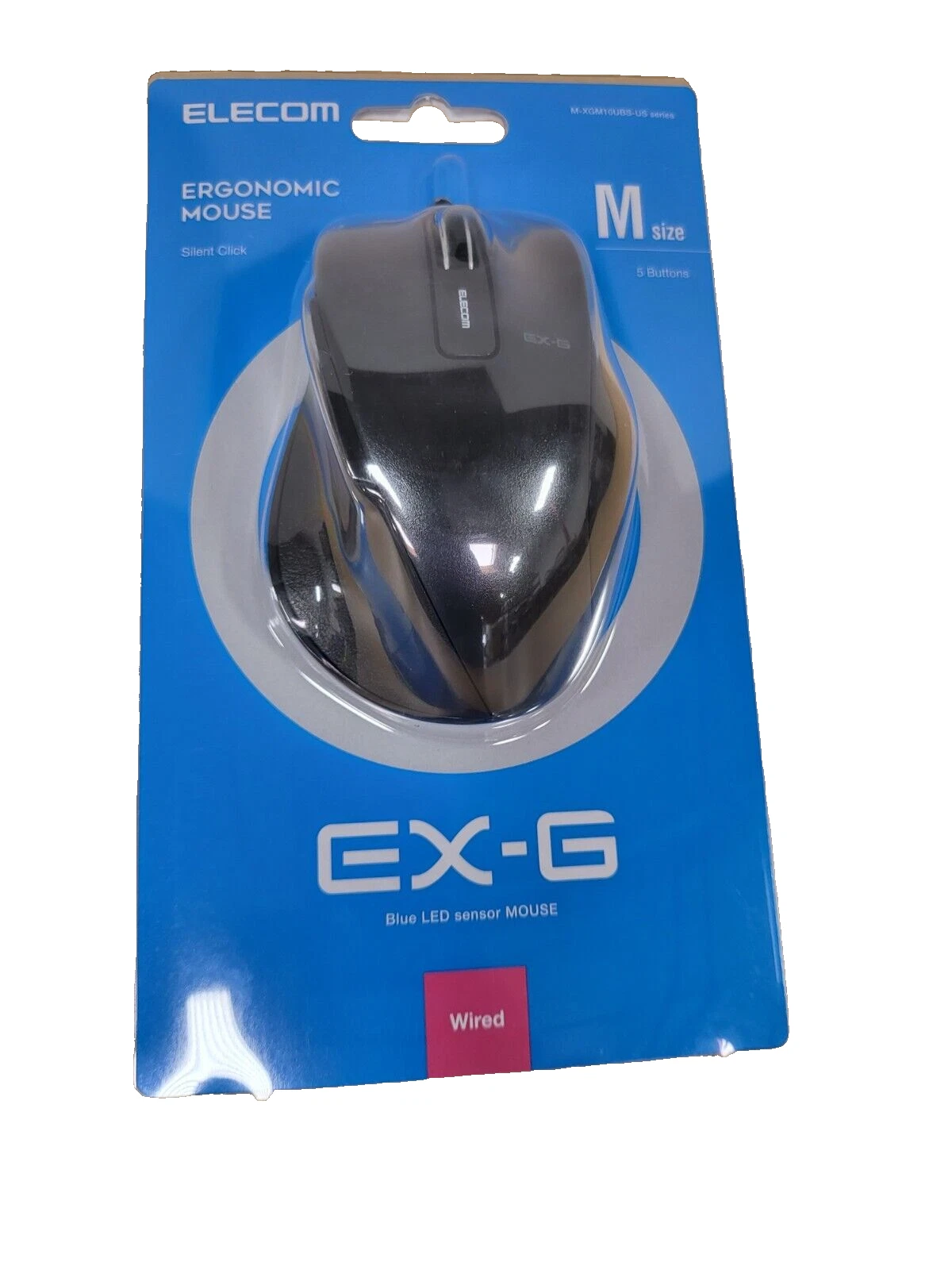 OLIVE- Elecom Ex-G Wired Usb Ergonomic Blue-Led 5 Button Sensor Mouse ...