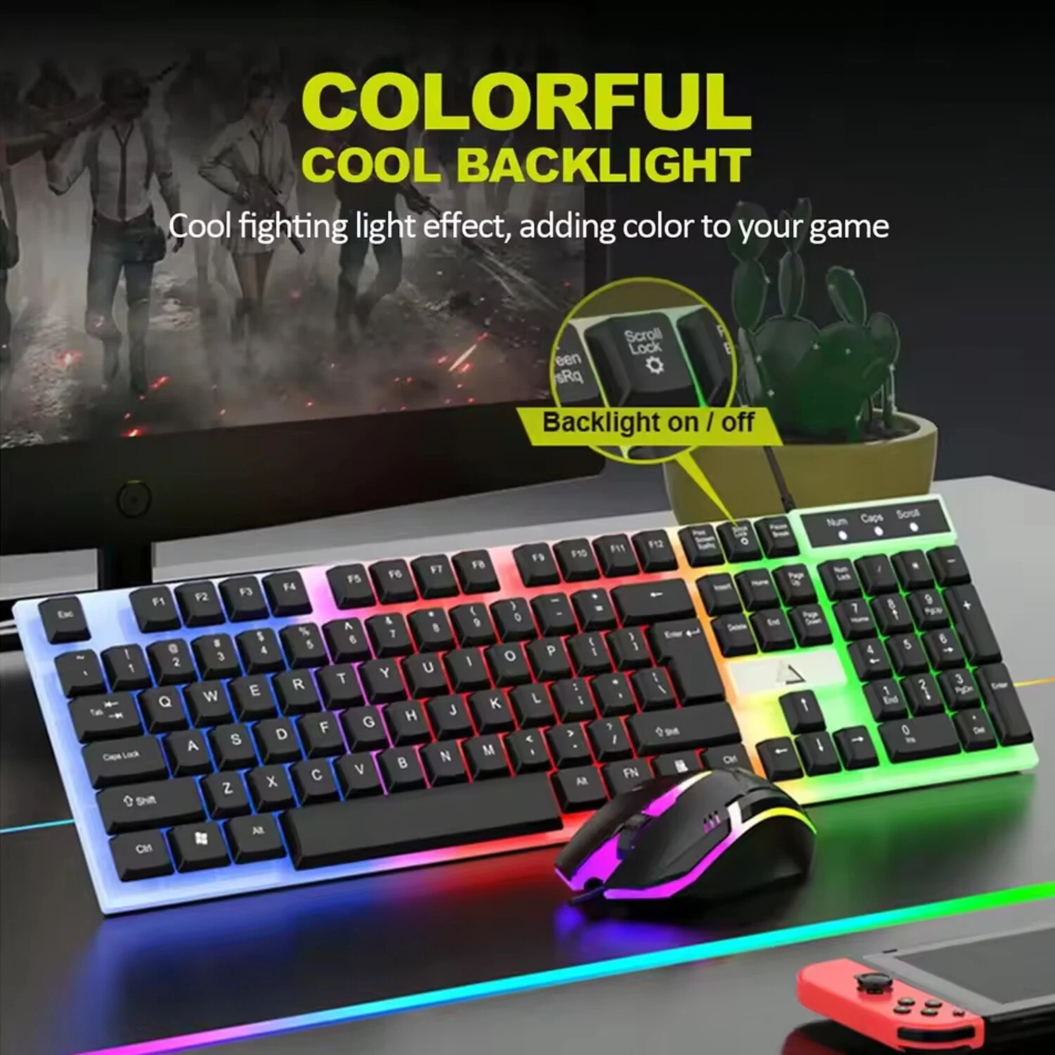 OLIVE- Gaming Keyboard And Mouse Led Light Backlit Mechanical Feel For ...