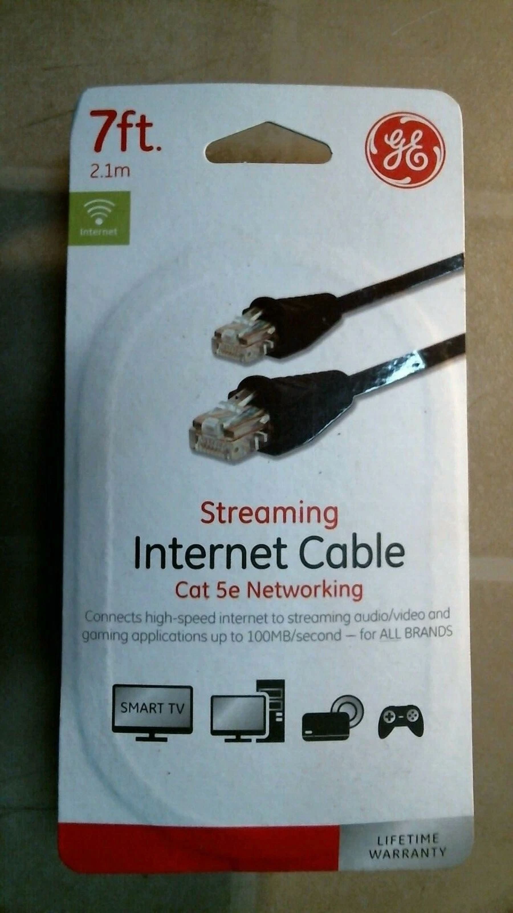 OLIVE- Ge 33763 7' Streaming Interent Cable, Cat 5E Networking, Free ...