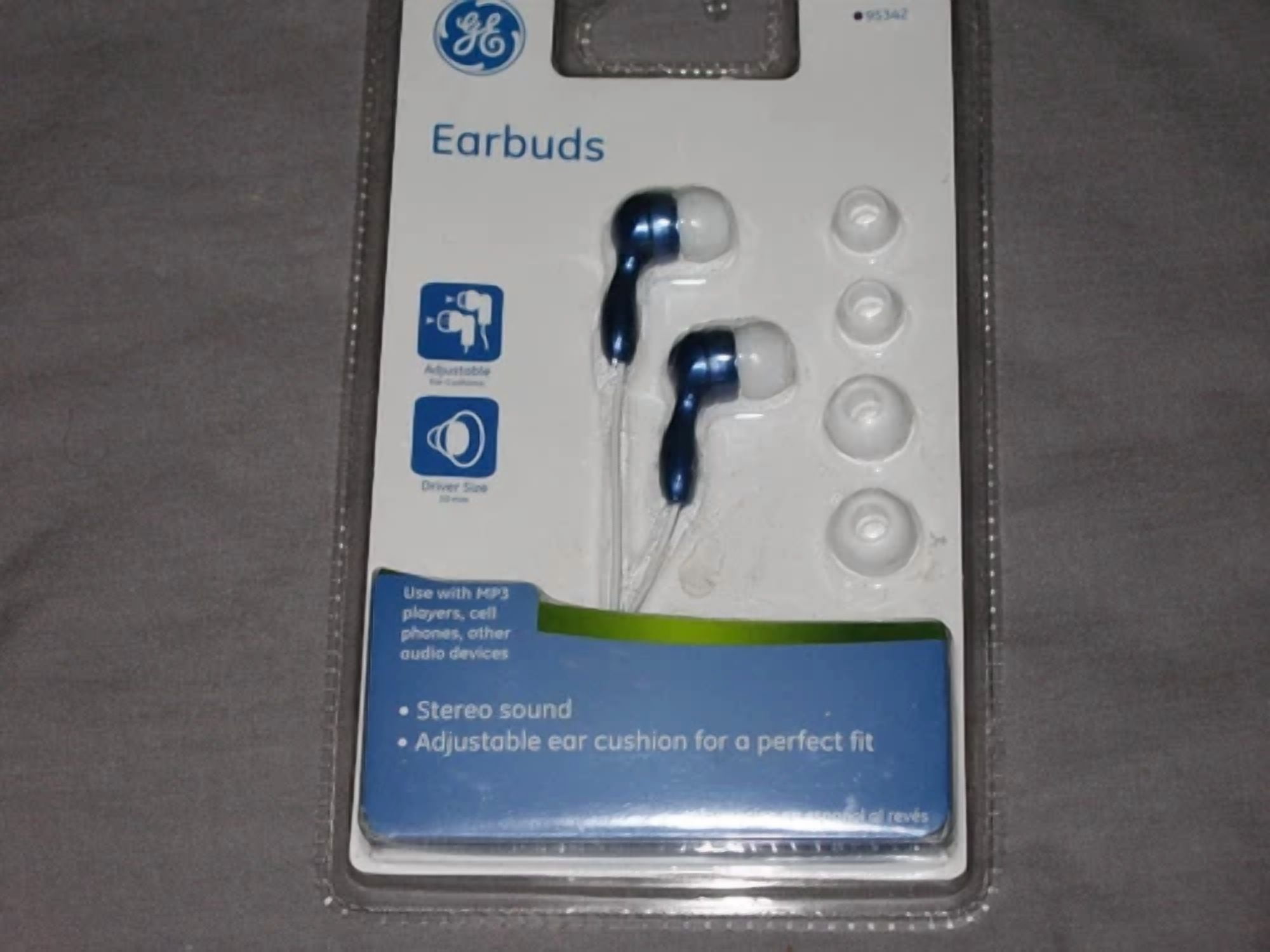 OLIVE- Ge Earbuds Changeable Cushions 4 Ft Cord 3.5Mm Plug Blue Mp3 ...
