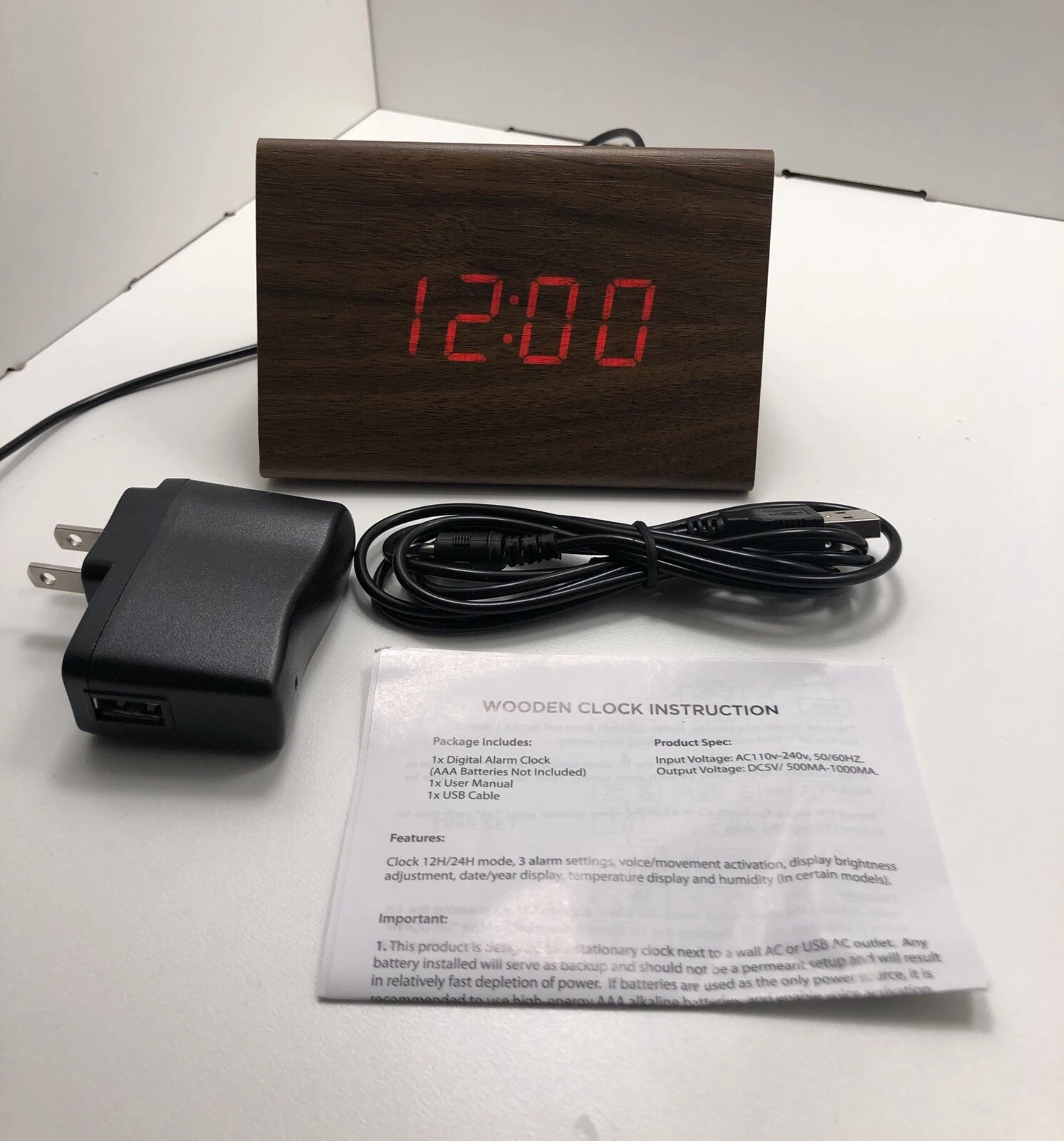 OLIVE- Gearonic Tm Modern Triangle Wood Wooden Alarm Digital Desk Clock ...