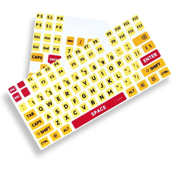 OLIVE- Large Print Computer Keyboard Sticker, High Contrast Keyboard ...