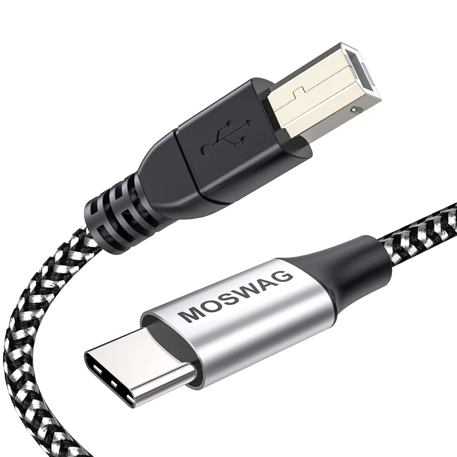 OLIVE- Moswag Usb B To C Printer Cable 6.6Ft, Nylon Braided 6.6Ft/2M ...