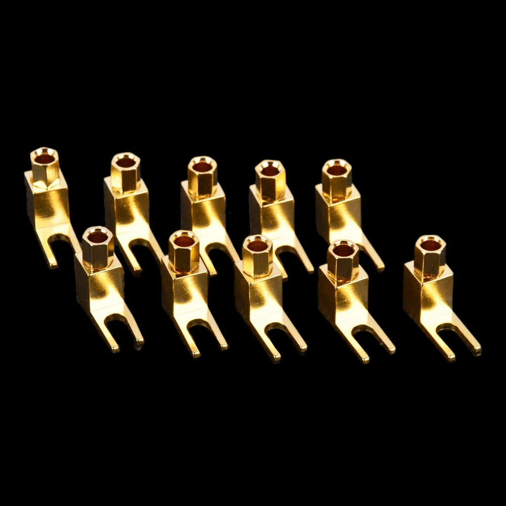 OLIVE- New 10 Pcs Spade Gold Plated Banana Plug Audio Speaker Cable ...