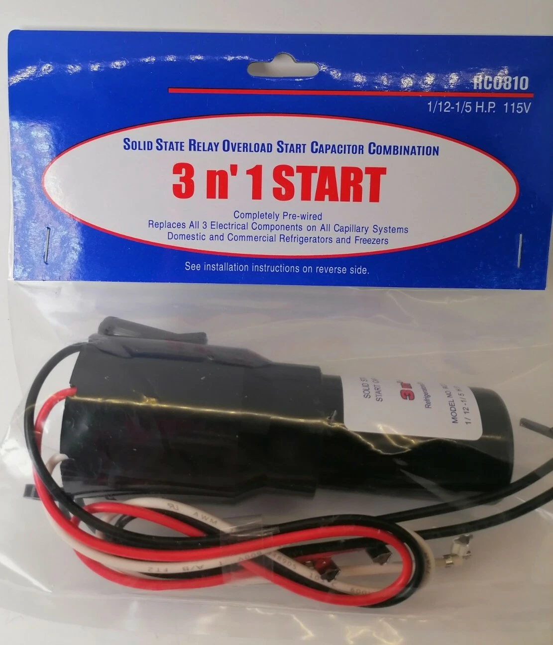 OLIVE- Rco810 Refrigerator Relay Capacitor Overload 3-In-1 Up To 1/5Hp ...