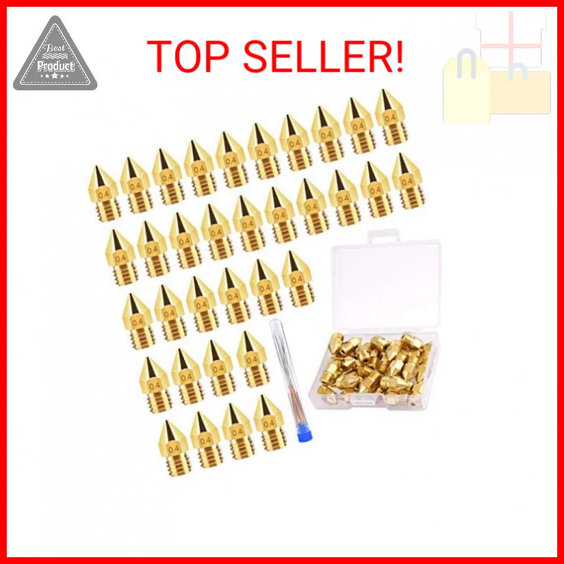 OLIVE- Tuparka 40Pcs 0.4Mm Ender 3 Nozzle Kit 3D Printer Nozzles Mk8 ...
