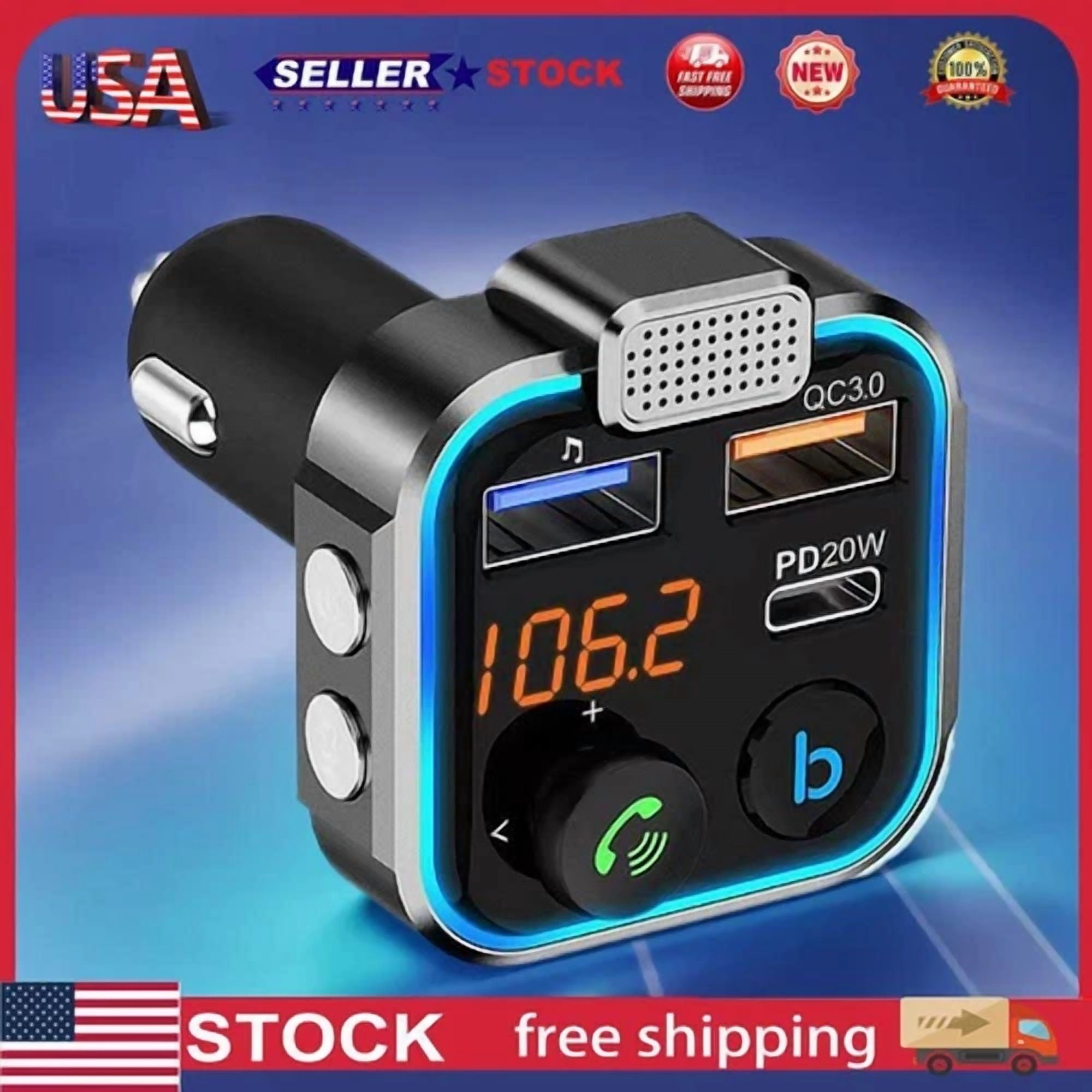 OLIVE- Us Bt 5.0 Fm Transmitter Type-C Pd 20W Qc3.0 Fast Charger Mp3 ...