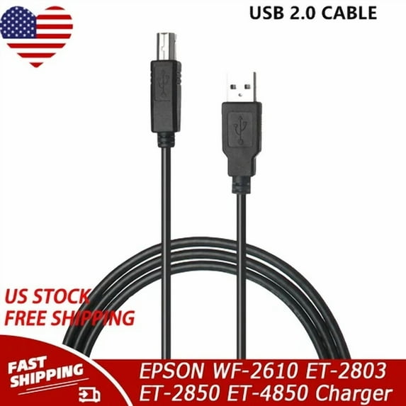 OLIVE- Usb 2.0 Printer Cable For Epson Wf-2610 Et-2803 Et-2850 Et-5180 ...