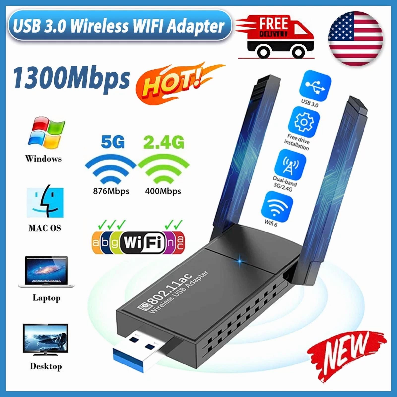 OLIVE- Usb 3.0 Wireless Wifi Adapter 1300Mbps Long Range Dongle Dual ...