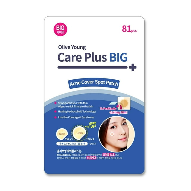 OLIVE YOUNG Care Plus Spot HYZ01 Patch Big (81 Count) | Hydrocolloid Patch, Spot Stickers for ...