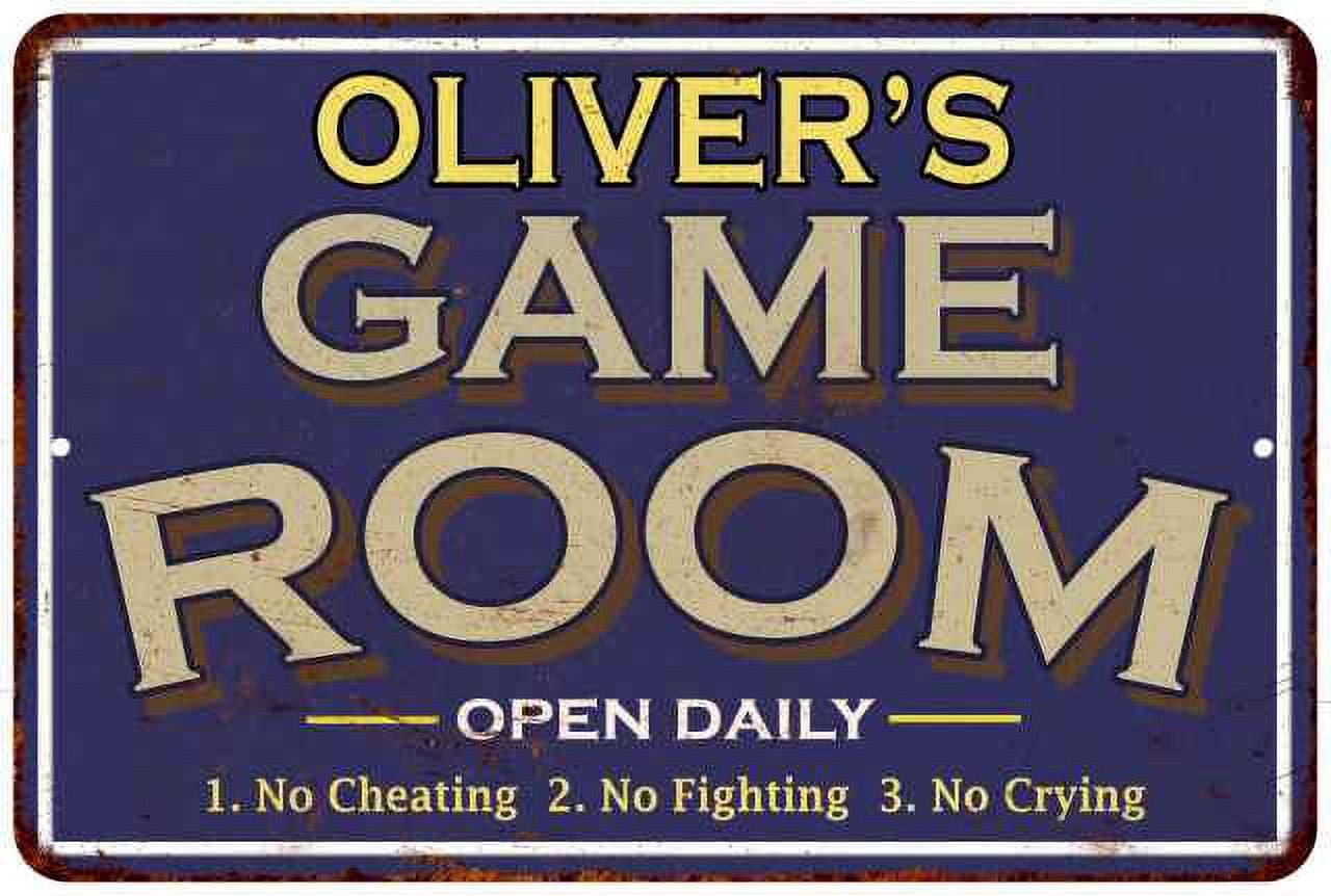 OLIVER'S Blue Game Room Sign Metal 8 x 12 High Gloss Metal 208120002332 ...