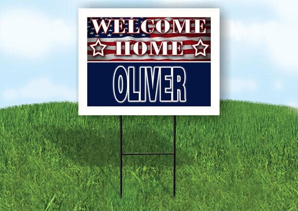 OLIVER WELCOME HOME FLAG 18 in x 24 in Yard Sign Road Sign with Stand ...