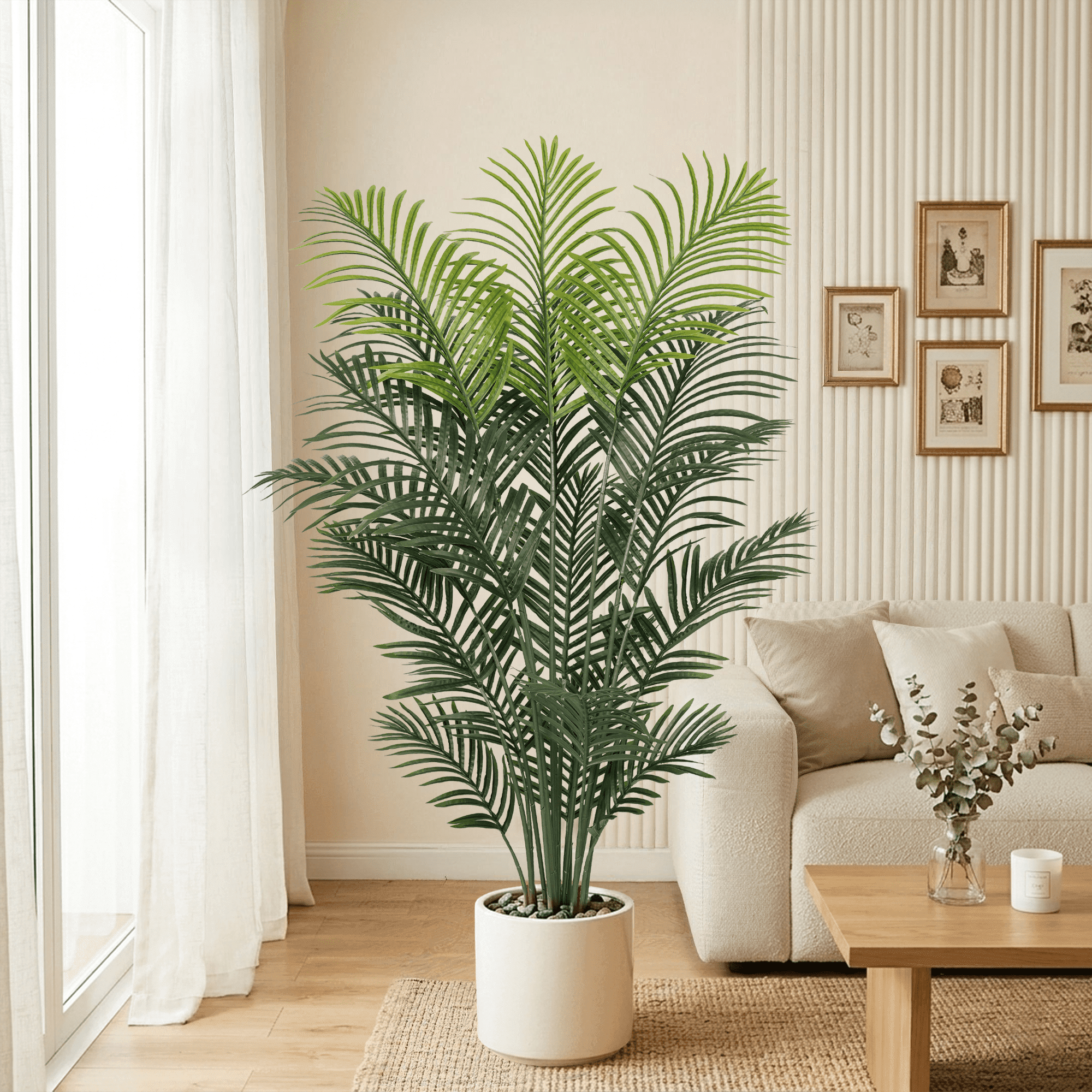 OLIVIVI Artificial Palm Tree 5FT Tall Faux Silk Plant for Home Office ...