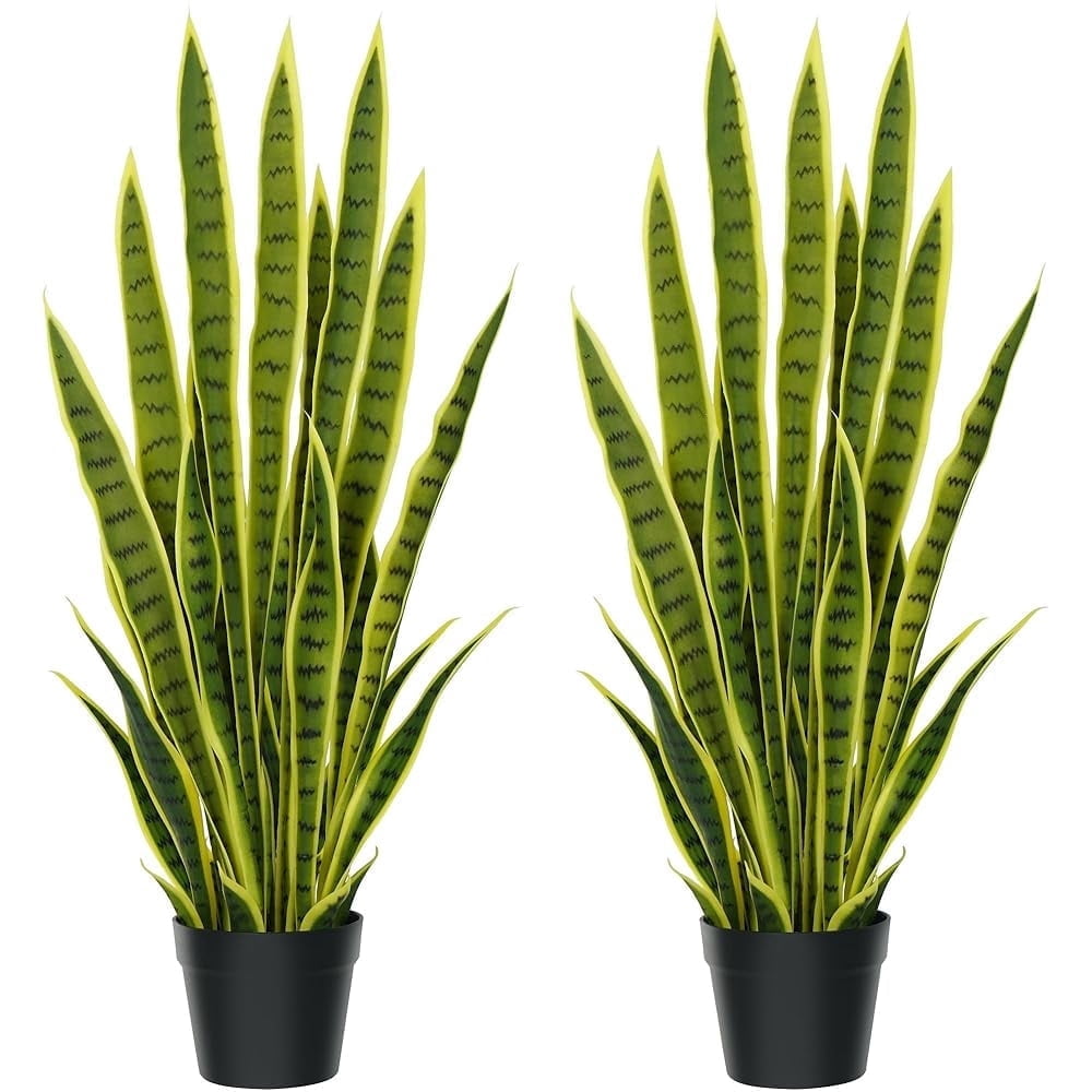 OLIVIVI Faux Snake Plants 3FT Tall Artificial Silk Agave Plant for Home ...