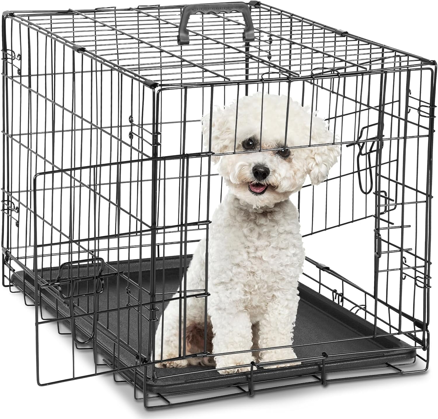 OLIXIS Dog Crate, 24 Inch Small Double Door Dog Cage with Divider Panel ...
