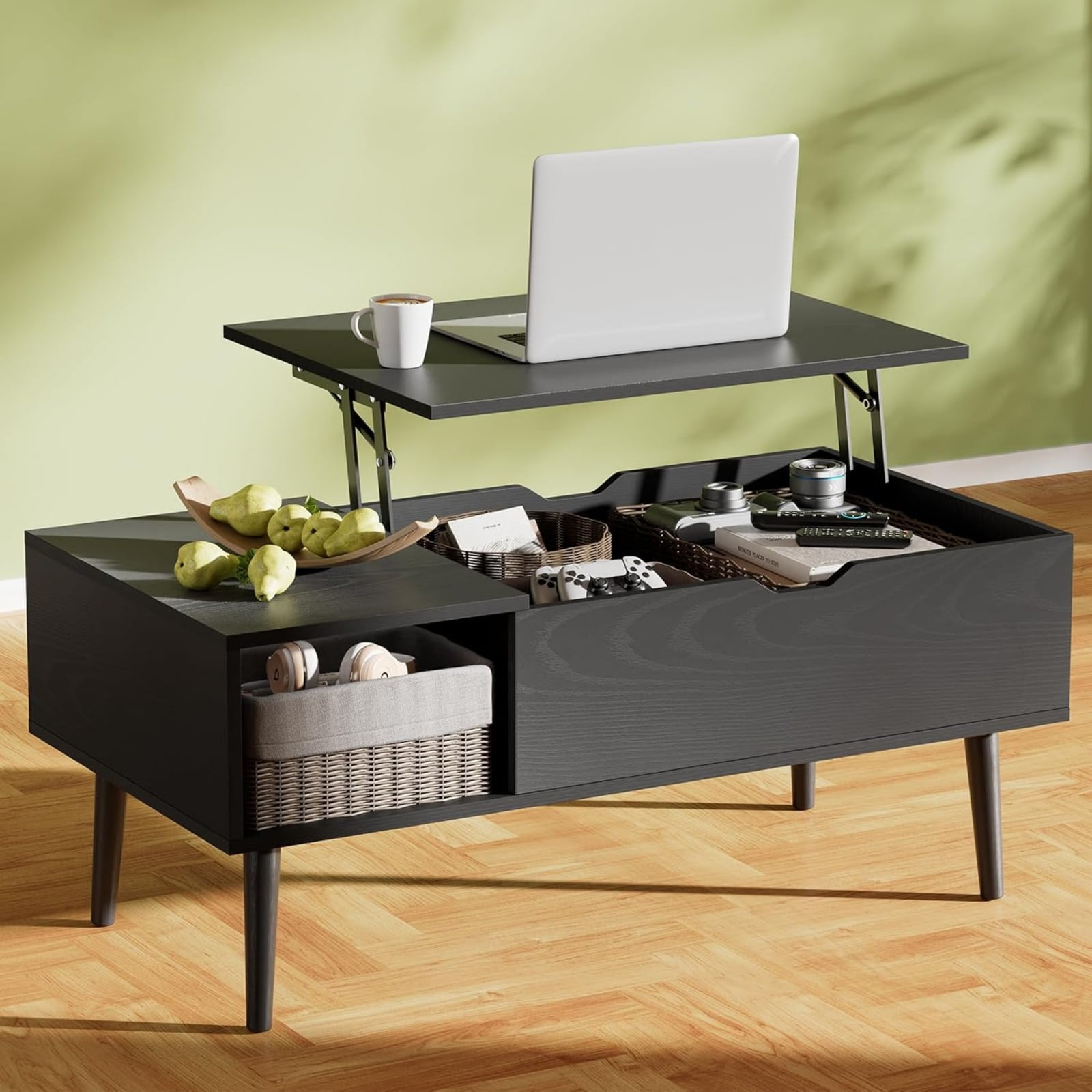 OLIXIS Wooden Coffee Table, Lift Top Coffee Table with Large Hidden ...