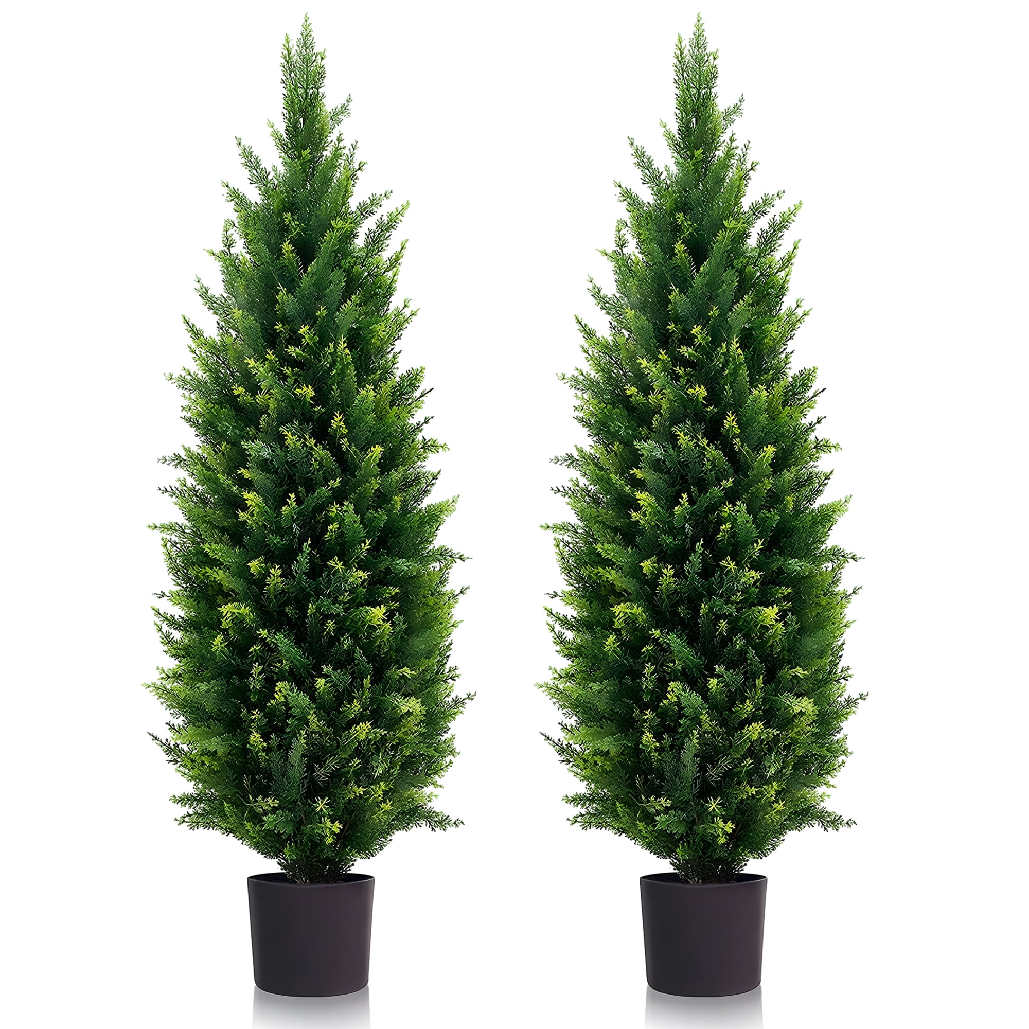 OLIYA 4ft Large Outdoor Artificial Topiary Pine Trees, UV Protected ...