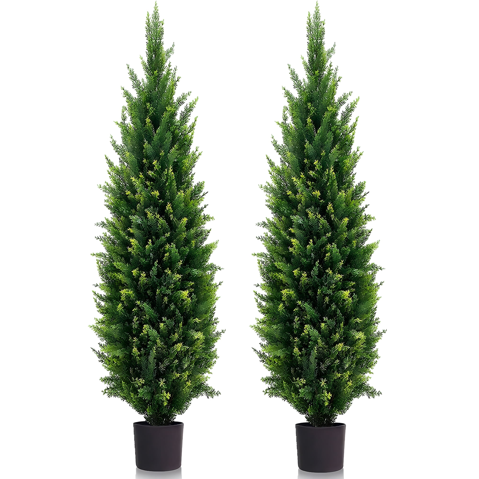 Linbonio Artificial Cedar Trees 6 ft, UV-Protected Outdoor Faux Cedar ...