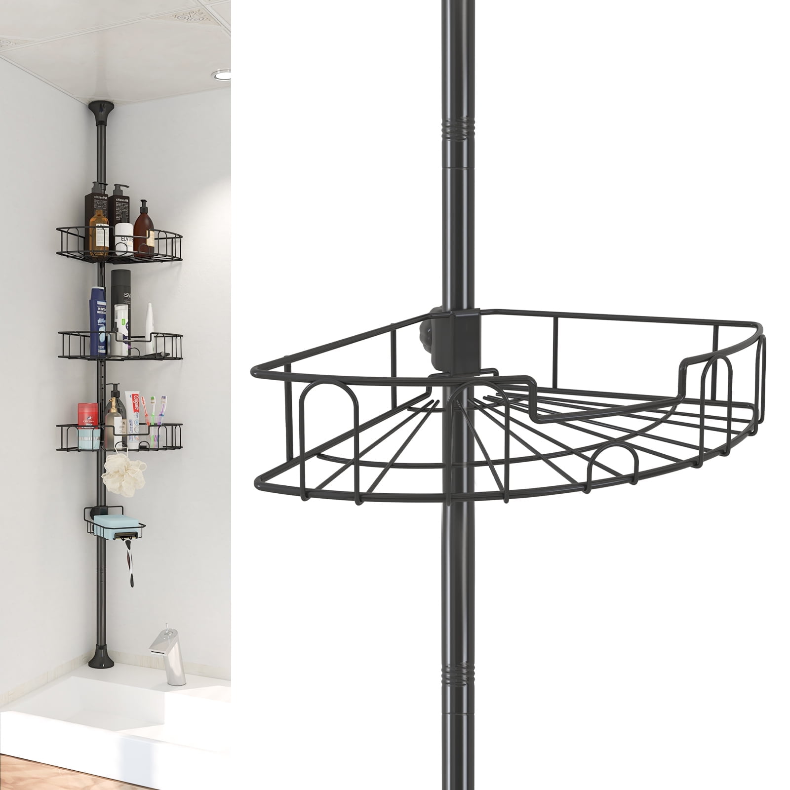 OLIYNEDY 39-125 inch Rustproof Bathtub Storage Organizer with 4 ...