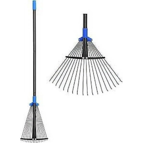 OLIYNEDY Adjustable Garden Leaf Rake 53 inch, Collapsible Metal Yard ...