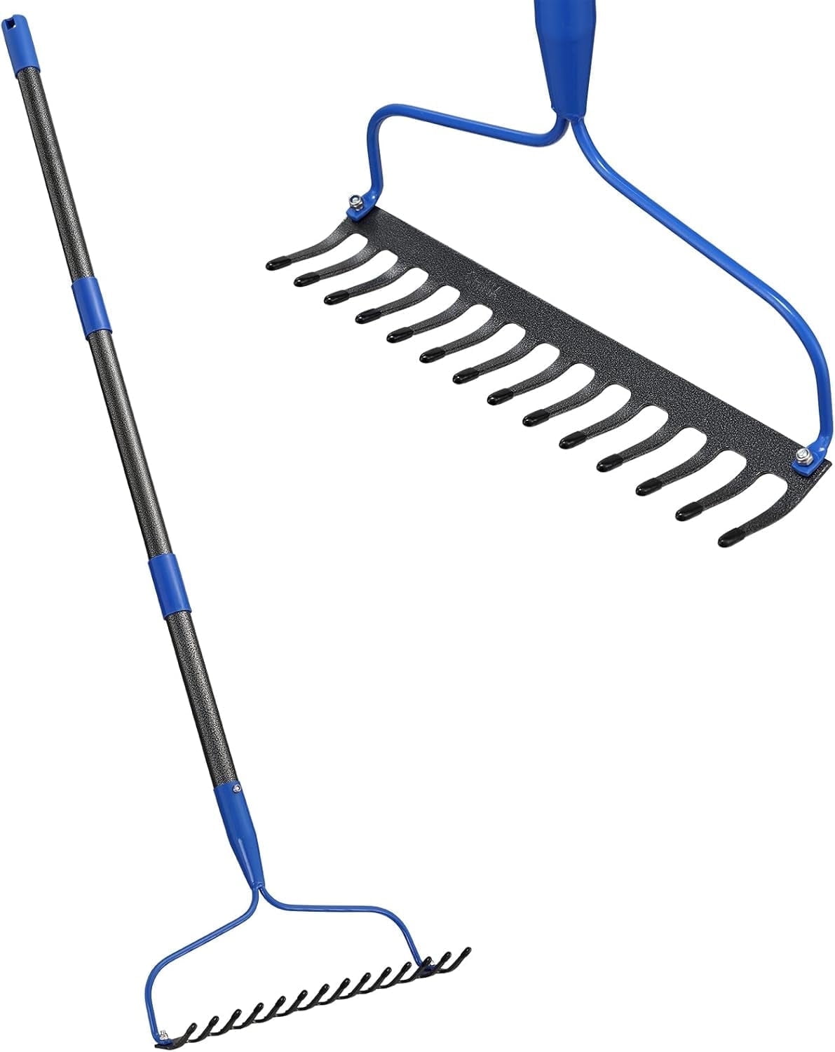 OLIYNEDY Garden Rake, 14 Tines Thatch Rake with Long Handle,Metal Bow ...