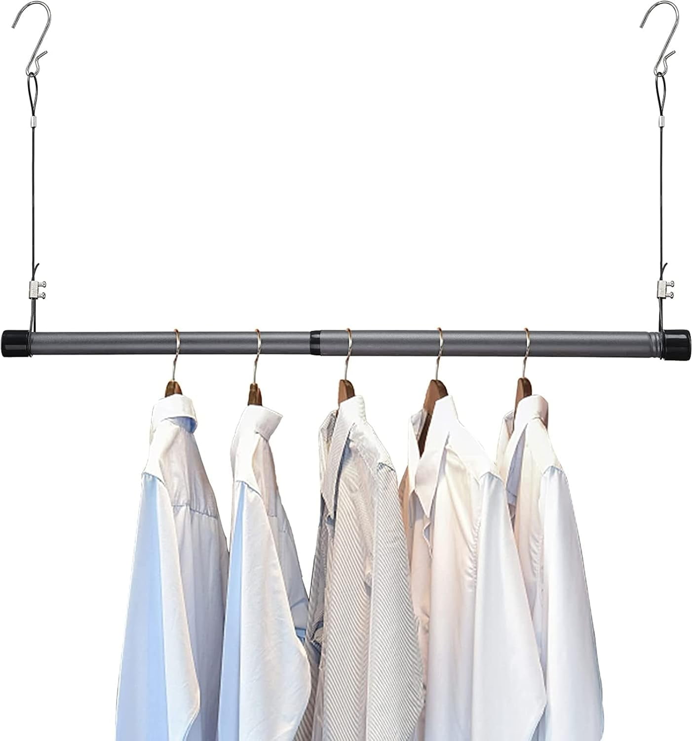 OLIYNEDY Hanging Closet Rod, Length and Height Adjustable Closet ...