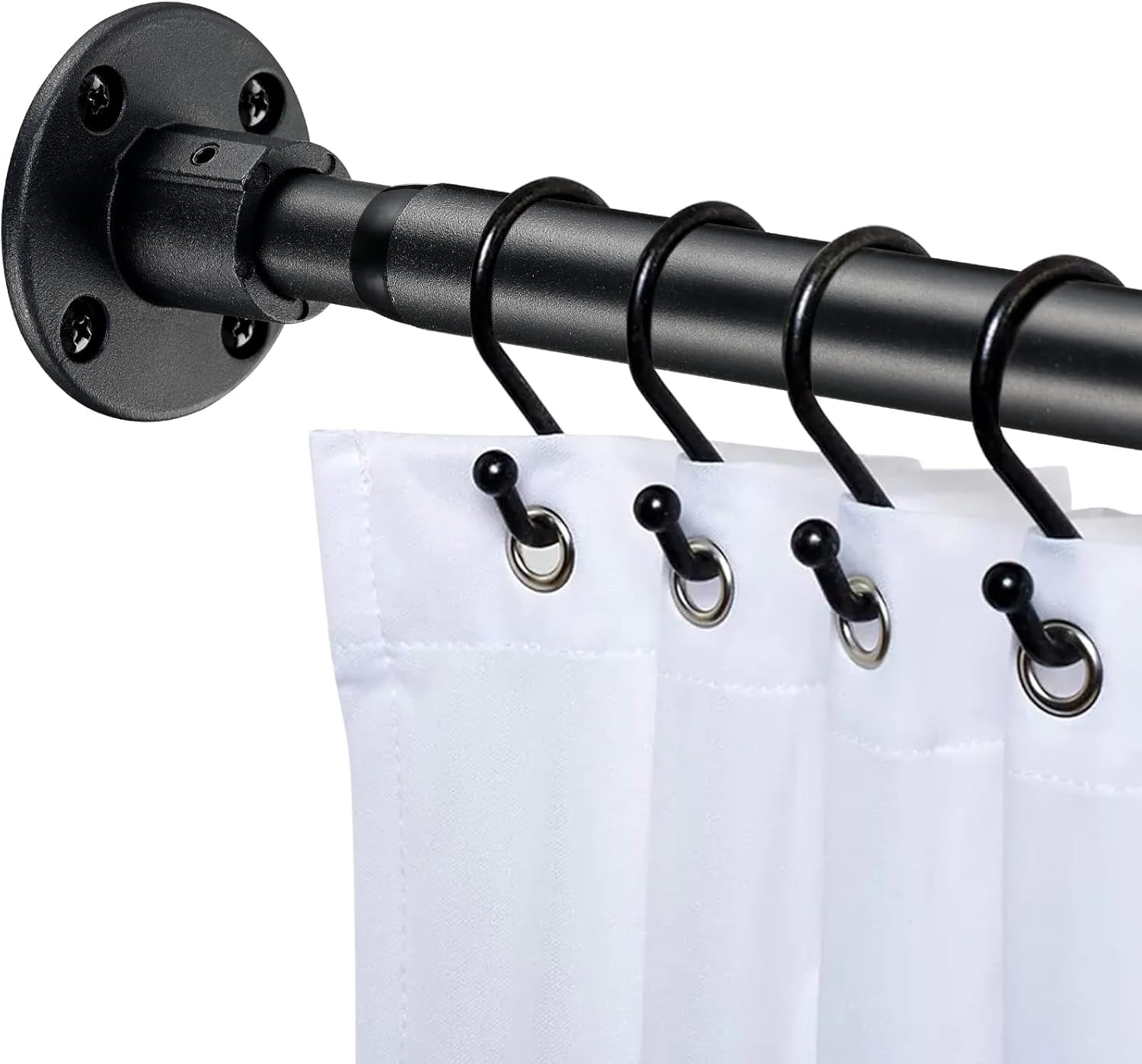 OLIYNEDY Shower Curtain Rod, 29-64 Inches, Adjustable Black Steel ...