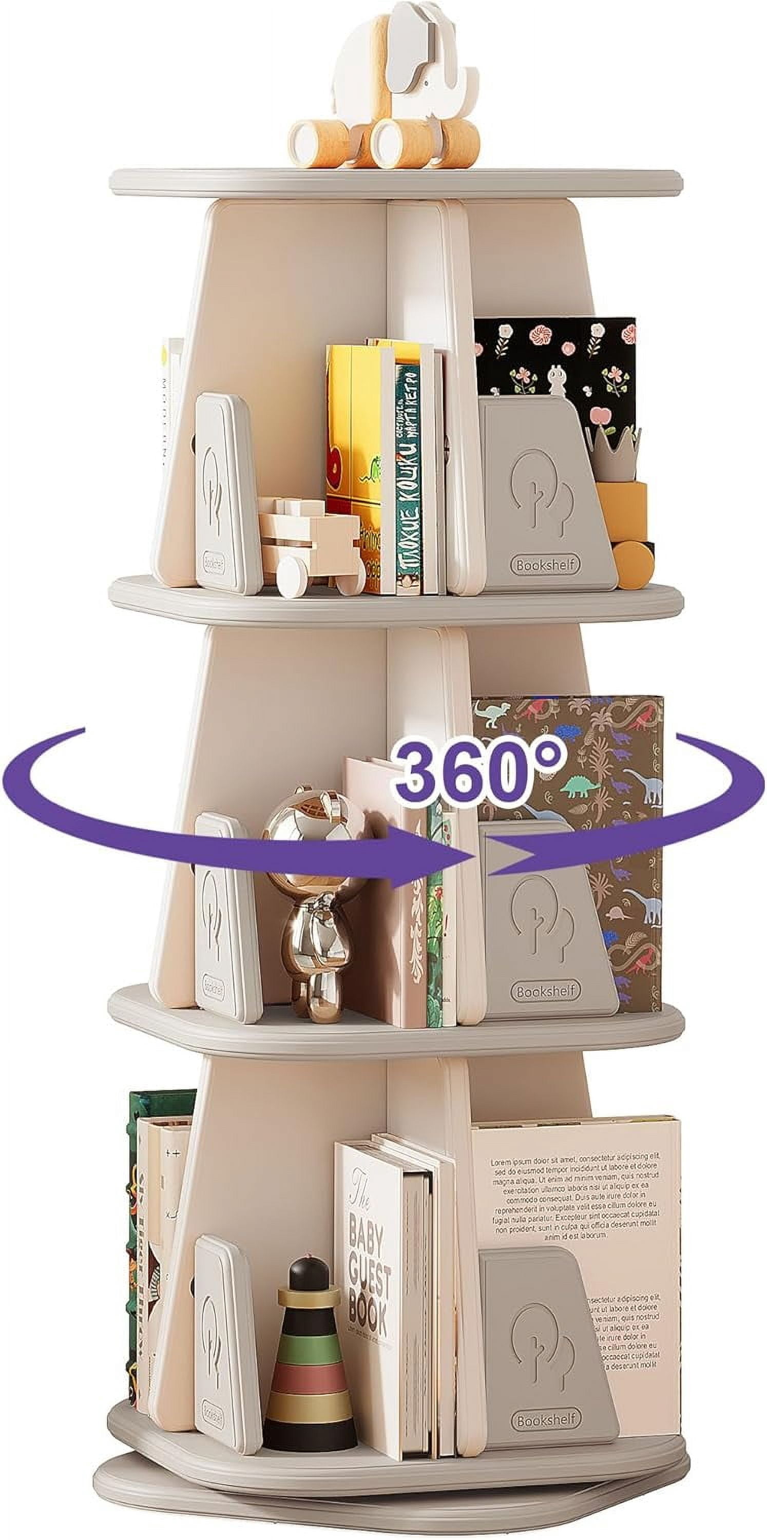 OLLIKIVI 3 Tier Rotating Bookshelf Tower, 360° Rotating Storage Rack ...
