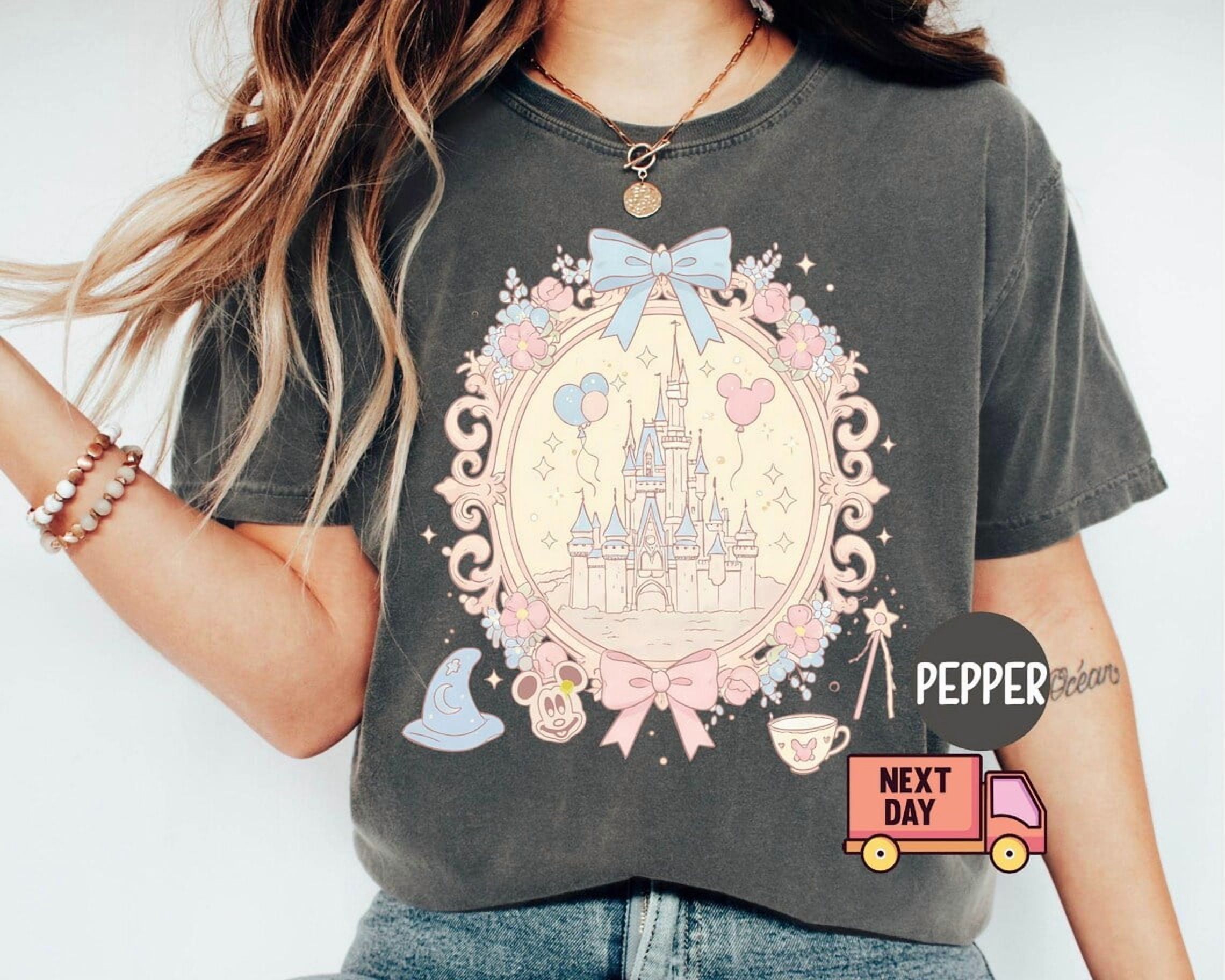 OLLIVO Coquette Bow Disney Castle Shirt, Magic Kingdom Girly Disney ...