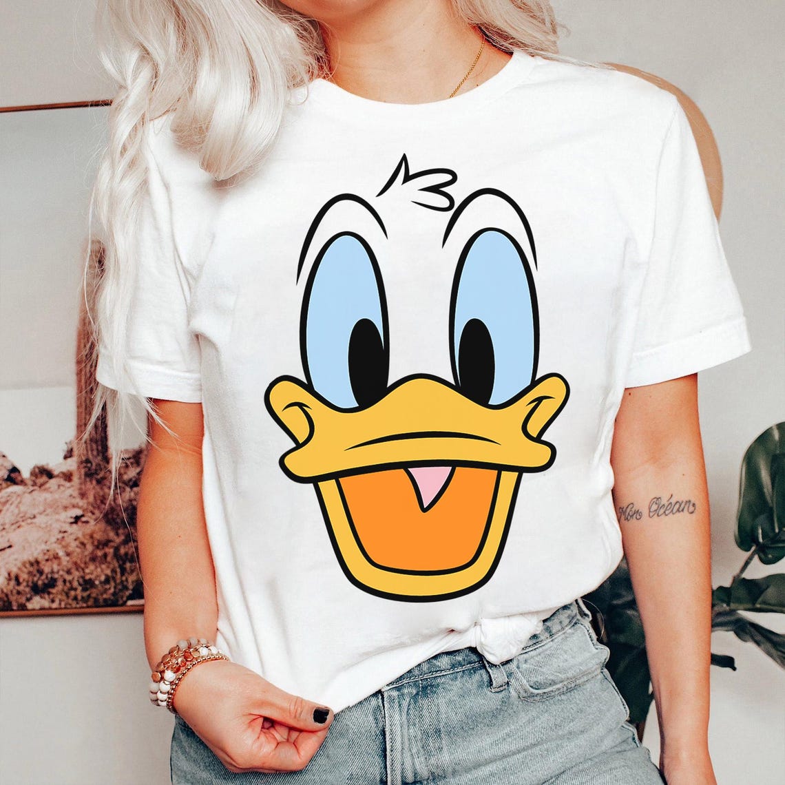 OLLIVO Disney Daisy Duck and Donald Duck Big Face Cute Character Shirt ...
