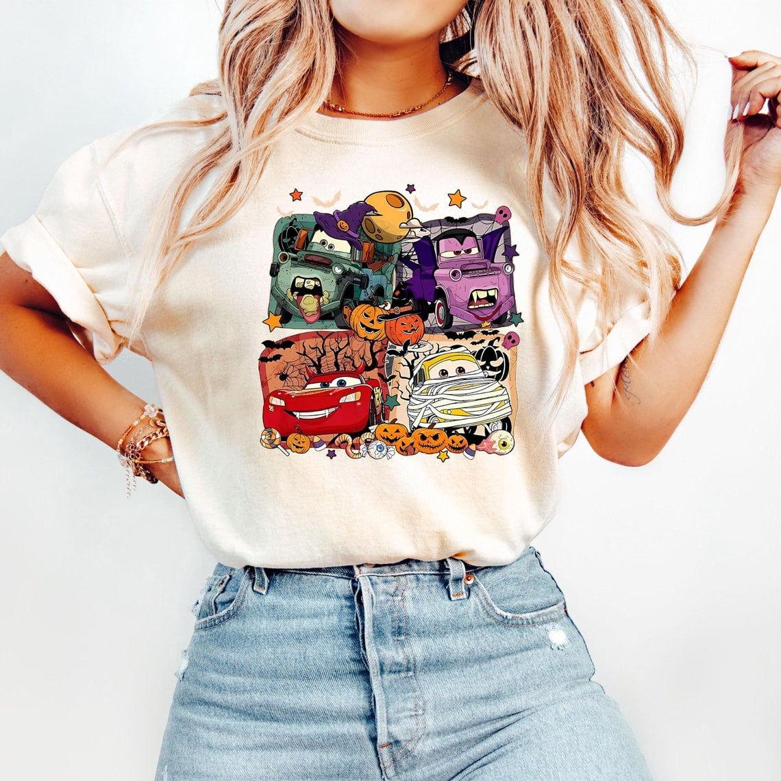 OLLIVO Disney Pixar Car Shirt, Retro Cars Movie Characters T-Shirt ...
