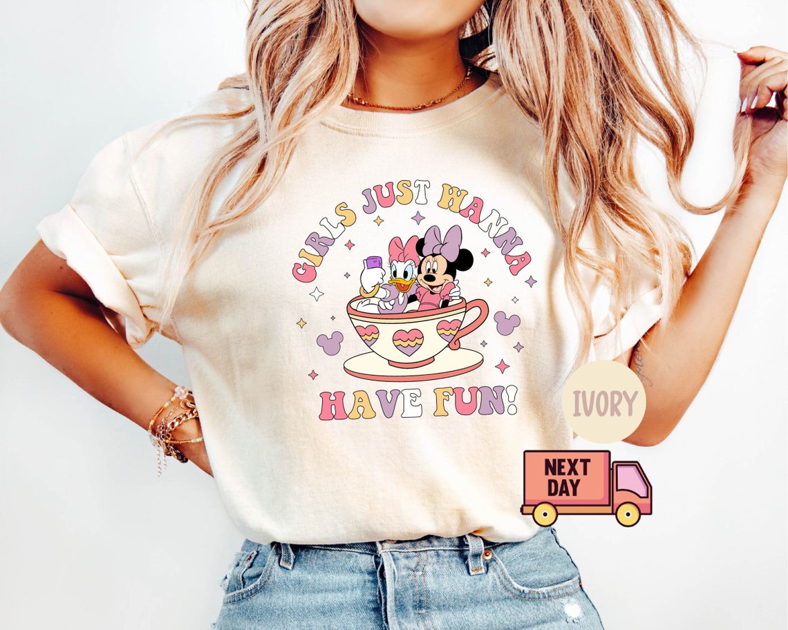 OLLIVO Just Wanna Have Fun Shirt, Disney Minnie Daisy Summer Shirt ...
