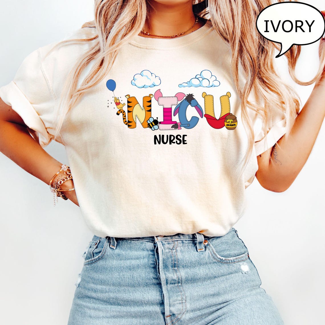 OLLIVO Nicu Nurse T-Shirt, Winnie The Pooh Nurse Shirt, Nurse ...