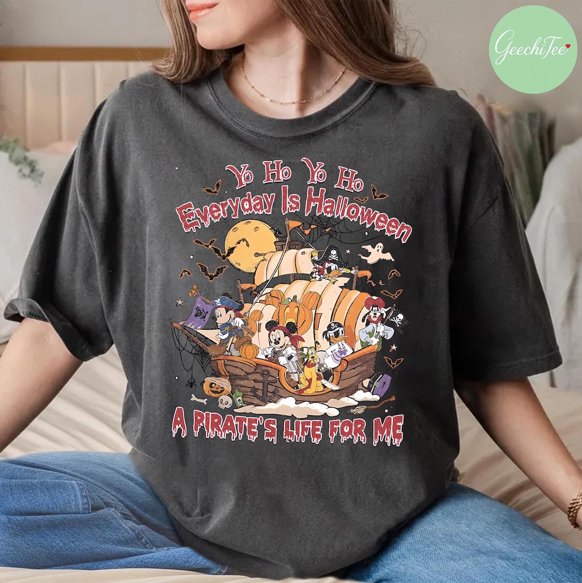 OLLIVO Yo Ho Yo Ho Pirate Life Shirt, Spooky Ship Mickey Halloween T ...