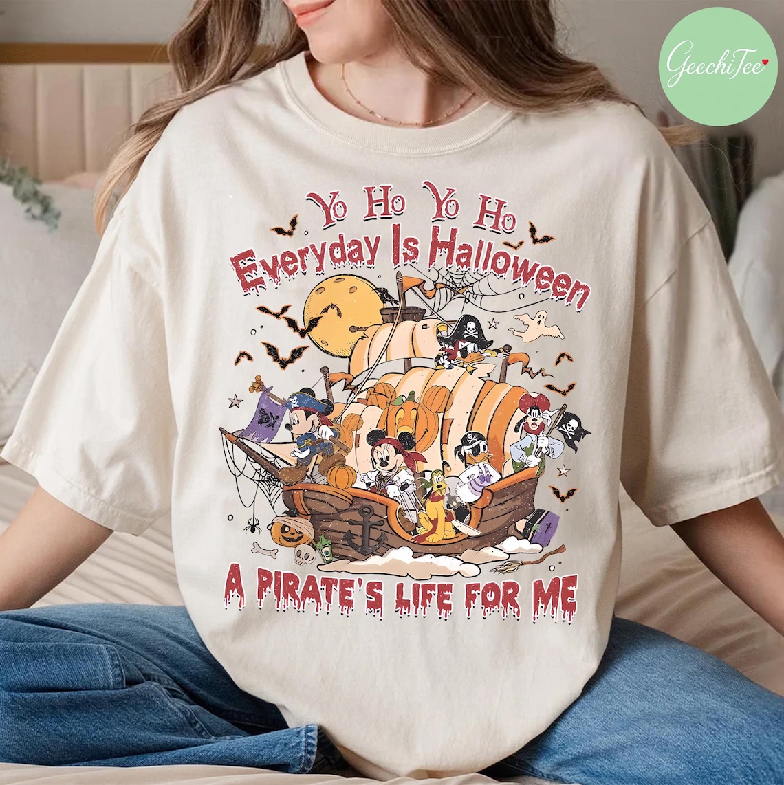 OLLIVO Yo Ho Yo Ho Pirate Life Shirt, Spooky Ship Mickey Halloween T ...