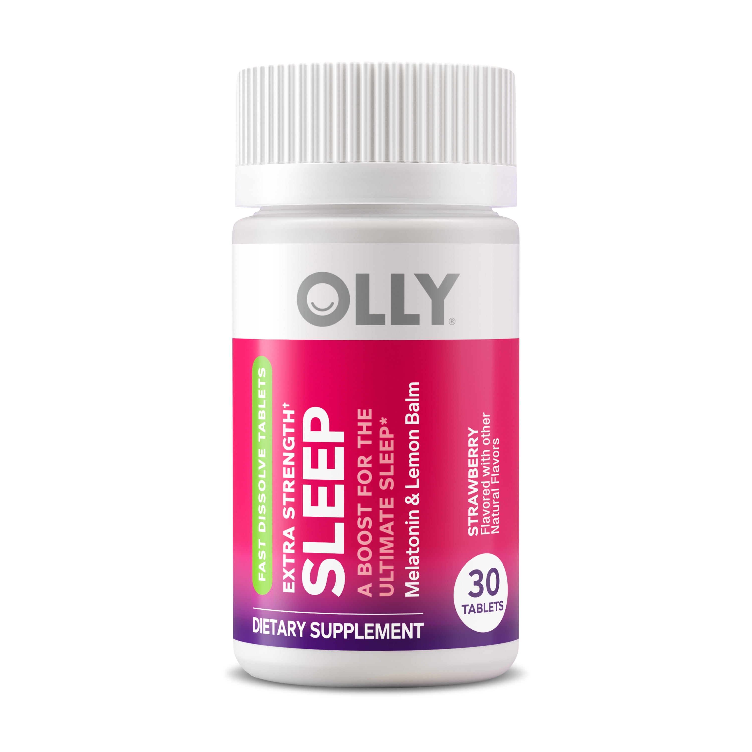OLLY Extra Strength Sleep Fast Dissolves, 5mg Melatonin, Lemon Balm ...