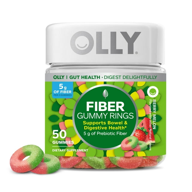 OLLY Adult Fiber Gummy Rings, 5g Prebiotic Fiber, Digestive Support ...