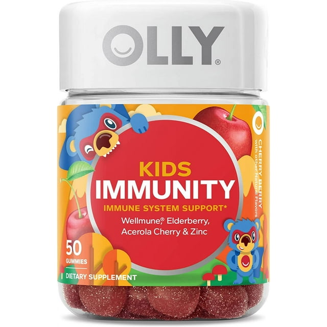 OLLY Kids Immunity Gummy, Cherry, Vitamin C, Zinc, Elderberry, Wellmune ...