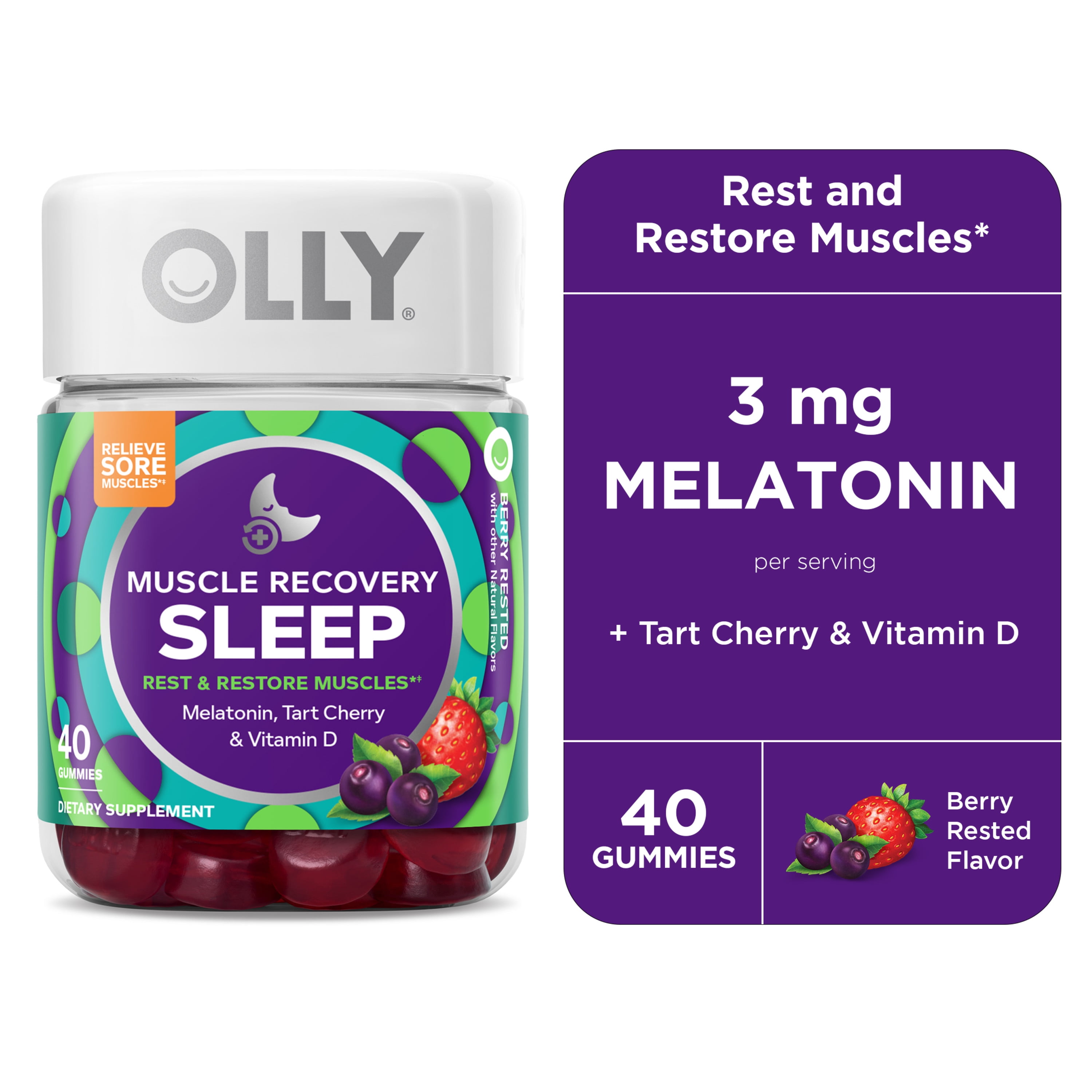 OLLY Muscle Recovery Sleep Gummy, Melatonin Sleep Aid Supplement, Sore ...