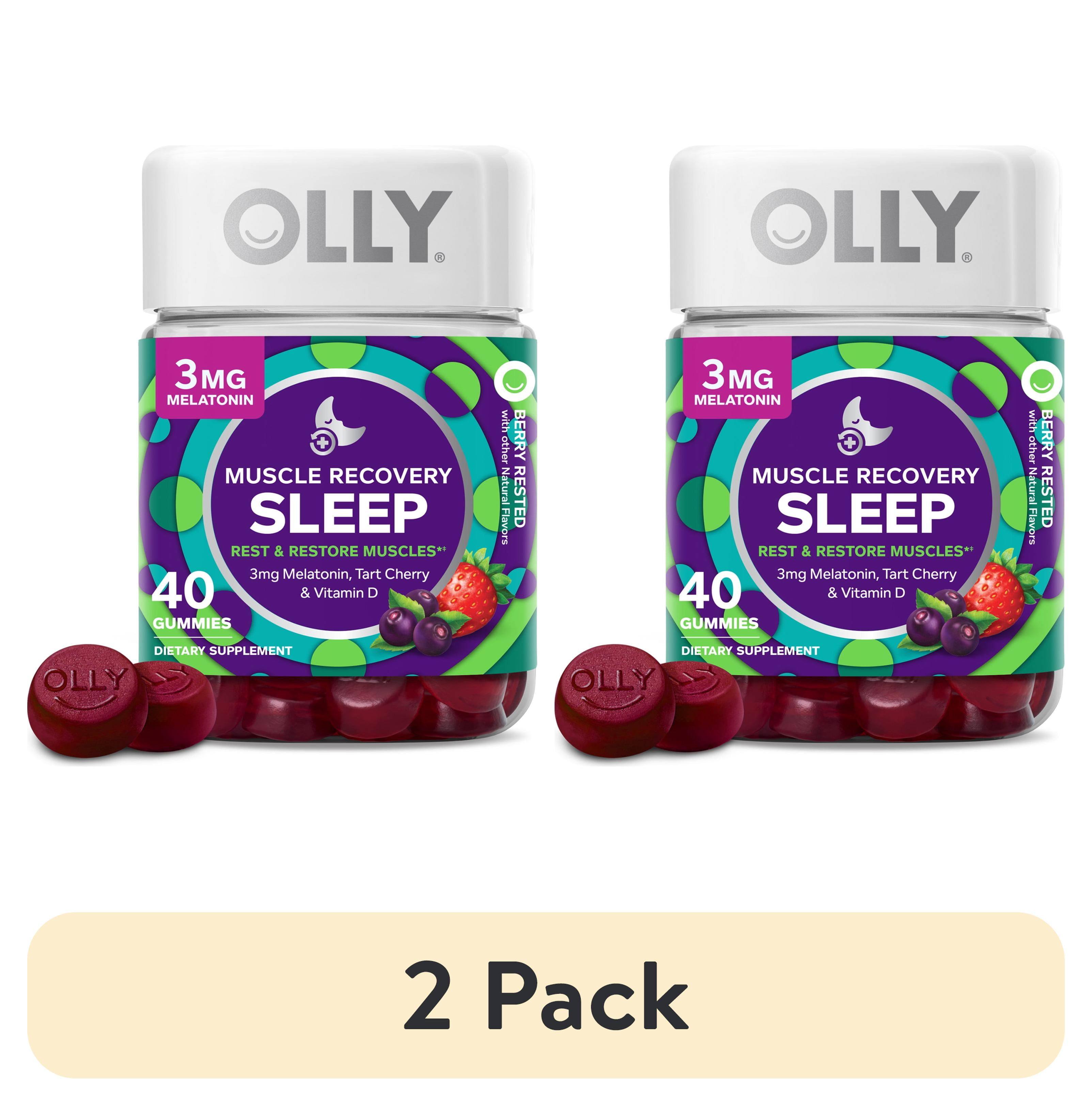 (2 pack) OLLY Muscle Recovery Sleep Gummies, 3mg Melatonin, Tart Cherry ...