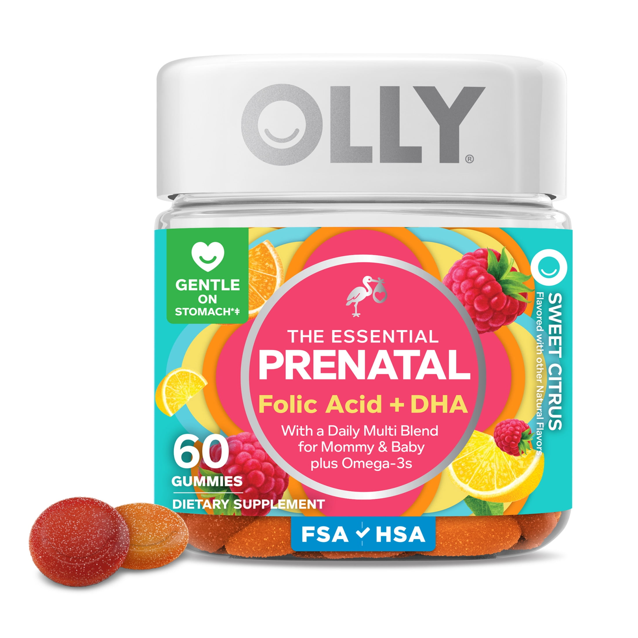 OLLY Prenatal Multivitamin Gummy Supplement, Folic Acid, Omega 3 DHA ...