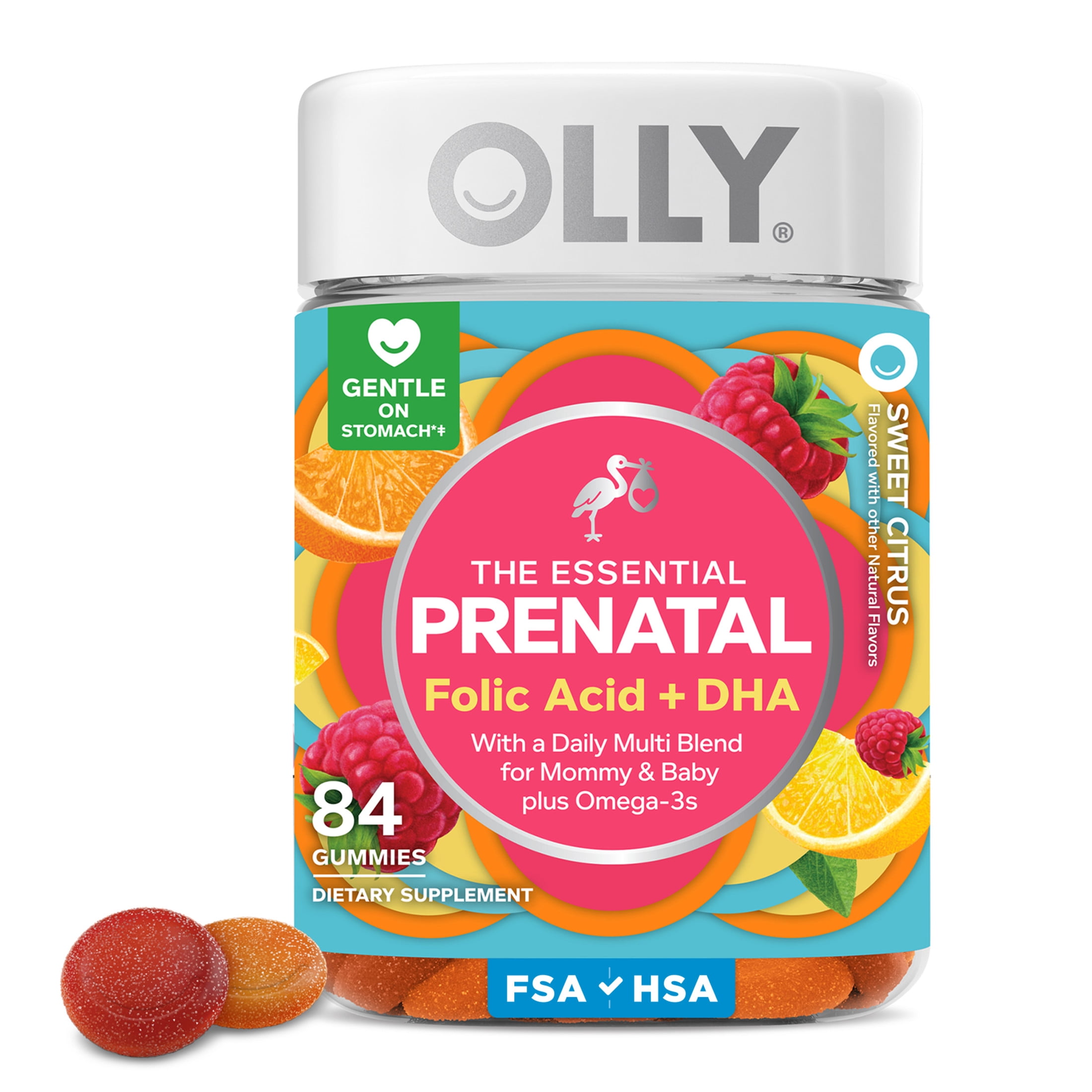 OLLY Prenatal Multivitamin Gummy Supplement, Folic Acid, Omega 3 DHA ...