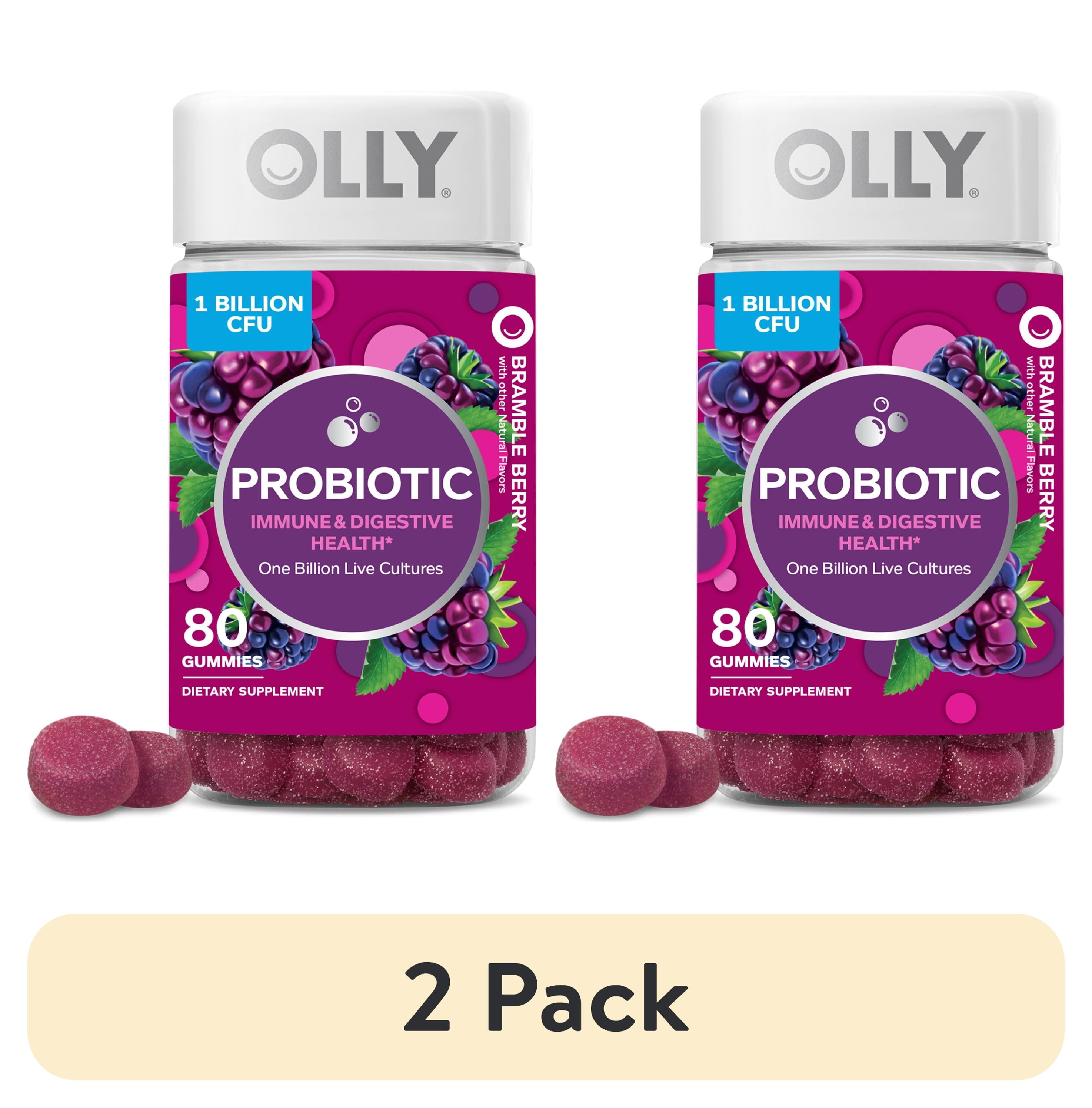 (2 pack) OLLY Probiotic Gummy, 1 Billion CFUs, Chewable Probiotic ...