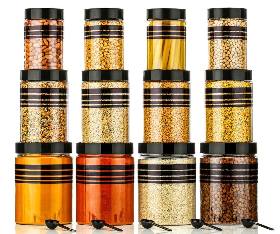 OLMARTT KITCHENWARE Airtight Plastic Pet Storage Jar and Container Set ...