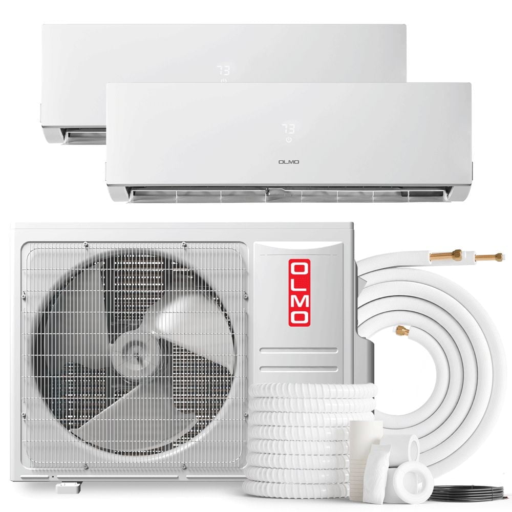 OLMO 18,000 BTU Dual Zone 12000 + 12000 BTU Wall Mount Ductless Mini ...