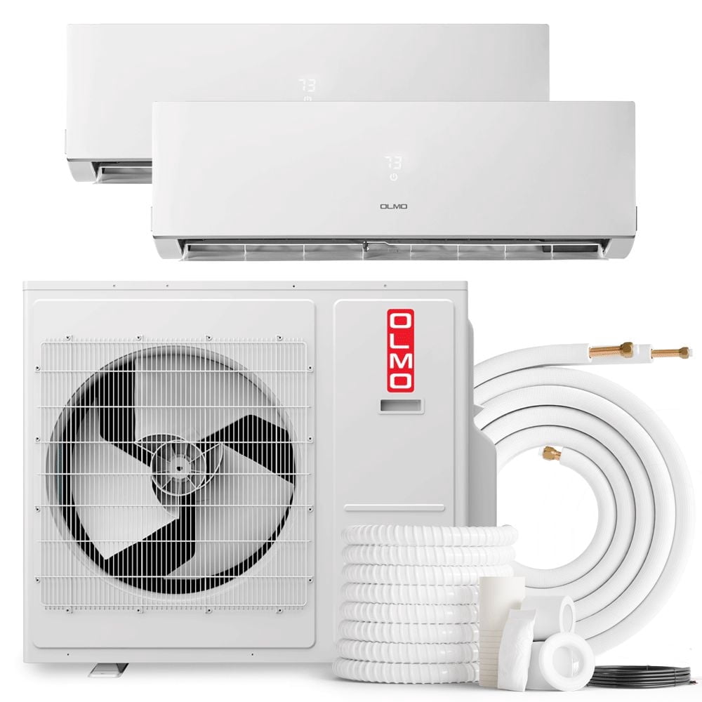 OLMO 24,000 BTU Dual Zone 12000 + 18000 BTU Wall Mount Ductless Mini ...