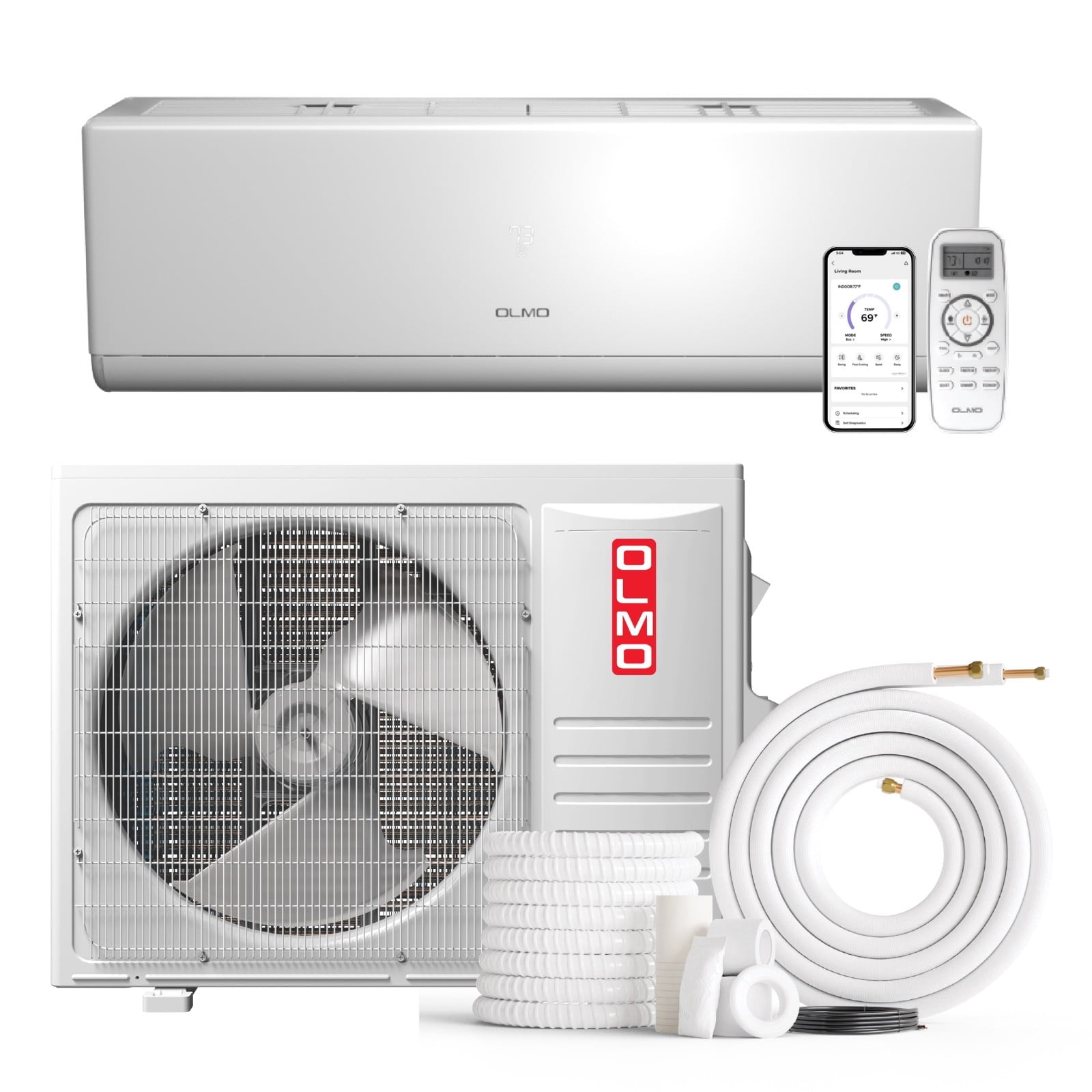 OLMO 24000 BTU Inverter System Unit, 230V Wall Mount Mini Split, Energy ...
