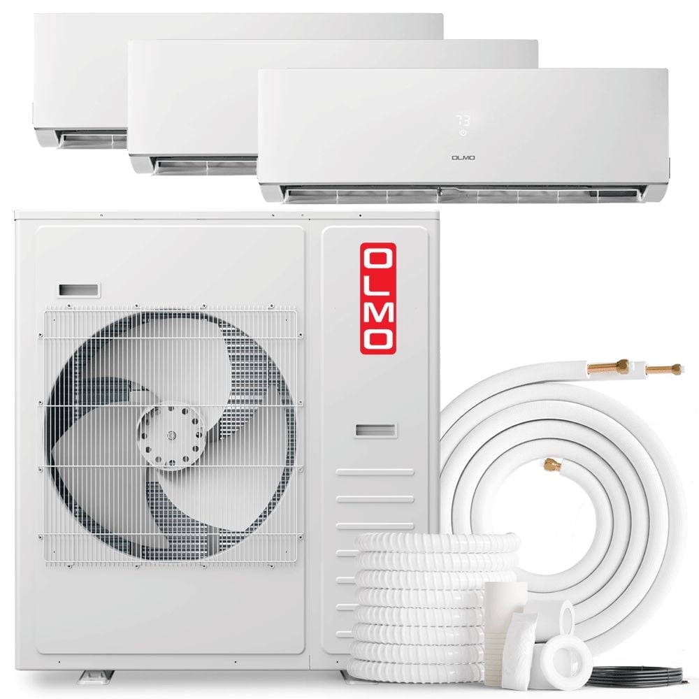 OLMO 36,000 BTU Tri Zone 9000 + 9000 + 12000 BTU Wall Mount Ductless ...
