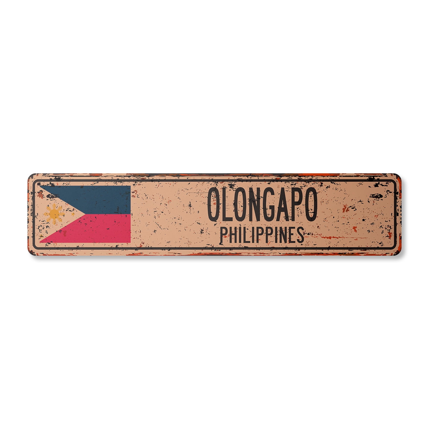 OLONGAPO PHILIPPINES Vintage Plastic Street Sign Filipino flag city ...