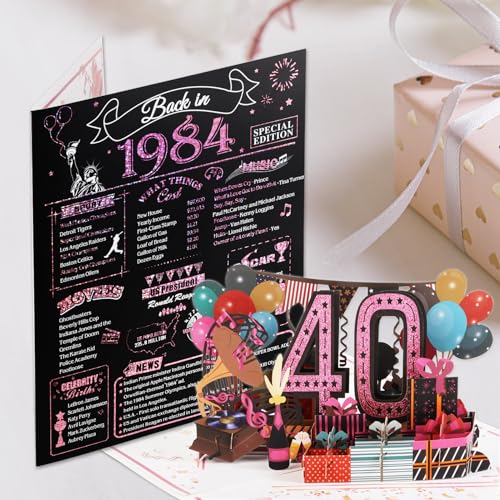 OLOSONG 40th Birthday Card for Women Her, Jumbo 3D Pop Up 40th Birthday ...